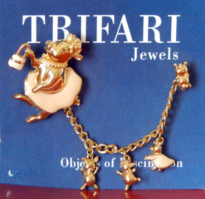 Vintage Trifari Goldstone Enamel Pins Rare "Piggies go to market"- 4 ...