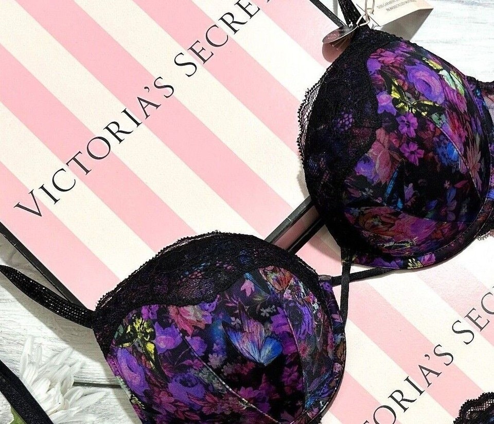 VICTORIA SECRET BOMBSHELL BRA ADD 2 CUP PLUNGE Super Push UP NEW Shine ...