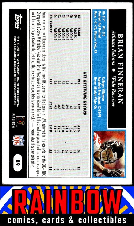 2005 Topps #89 Brian Finneran Atlanta Falcons | eBay