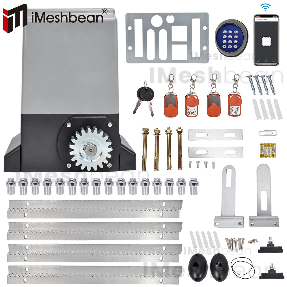 Electric Sliding Gate Opener Motor Kit w/Remote Controls & 13.12FT ...