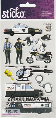 Sticko flat stickers POLICE OFFICERS & CARS theme 82914 FAST FREE ship ...