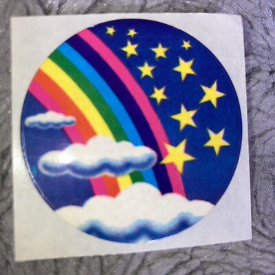 Vintage 1983 Lisa Frank 2” circle sticker stars, rainbow & clouds | eBay