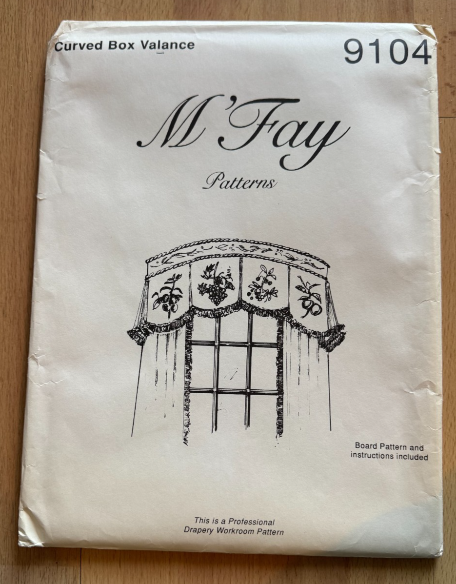 9104 ~ M'Fay Professional Sewing Pattern ~ Curved Box Valance ~ Drapery ...