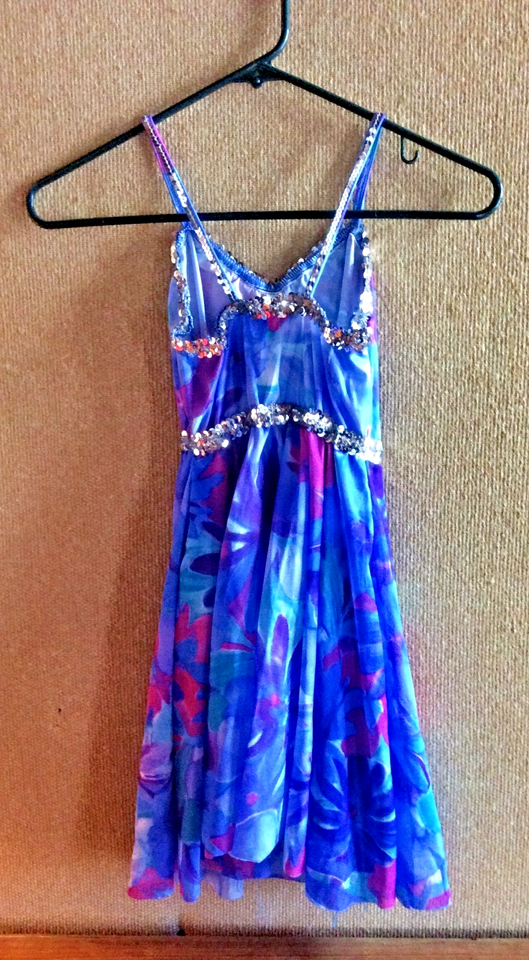 Girls Lyrical Dance Dress Child Large LC Blue Purple Sequin USA Made | eBay