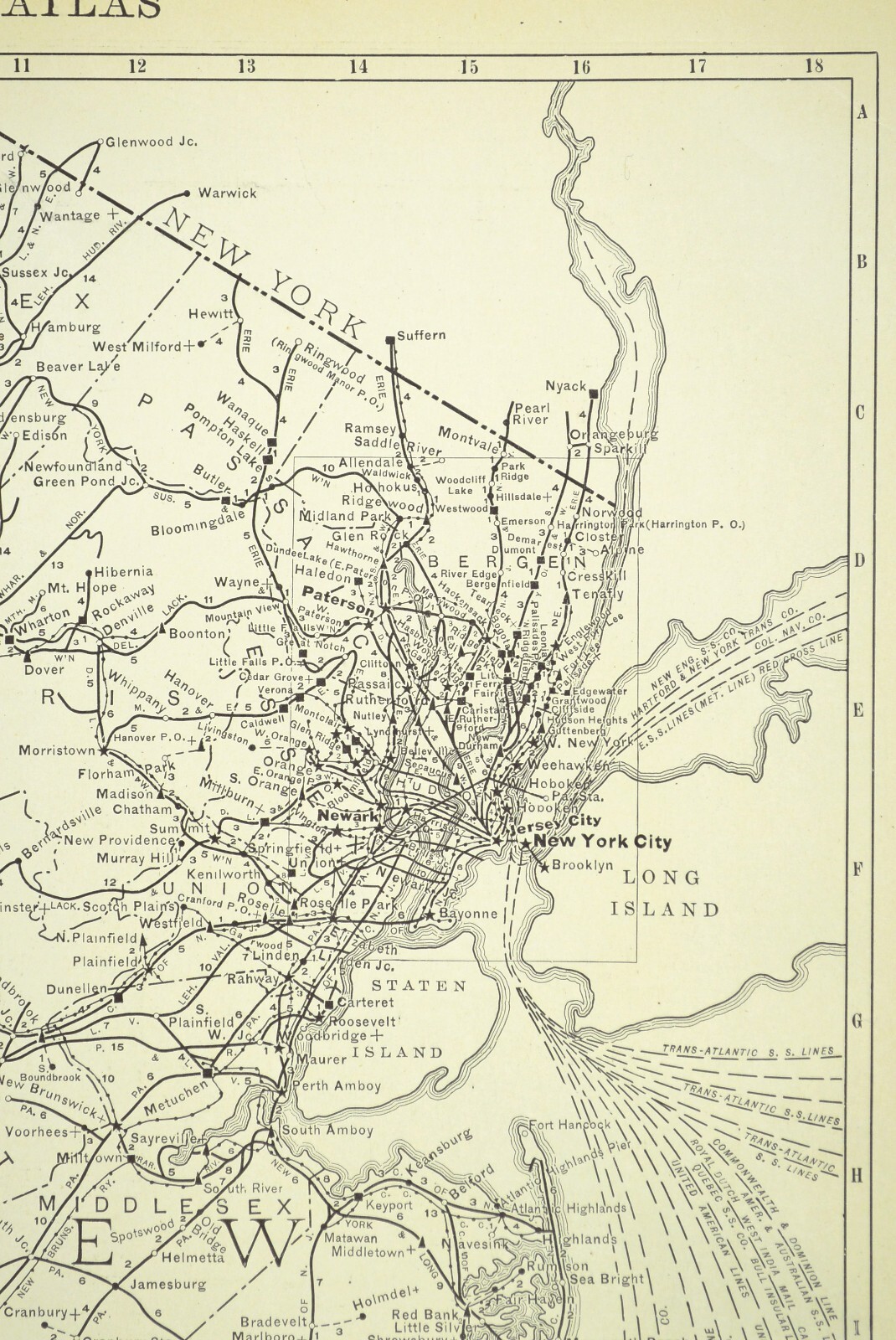 Vintage NEW JERSEY Map Railroad Mileage Wall Art 1920s Trenton Antique ...