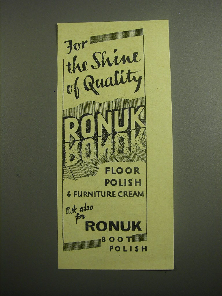 1948 Ronuk Floor Polish & Furniture Cream Ad - For the shine of quality ...