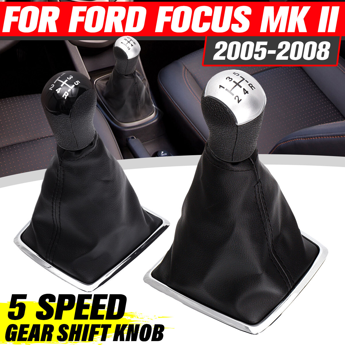 For Ford Focus MK II MK2 05-08 5 Speed Gear Shift Knob Gaiter Boot ...