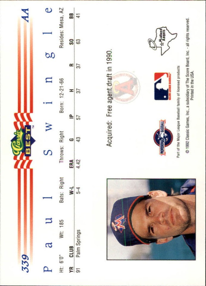 1992 Classic/Best #339 Paul Swingle | eBay