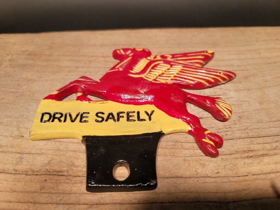 Antique Vintage Style Aluminum Pegasus Drive Safely License Plate Fob ...
