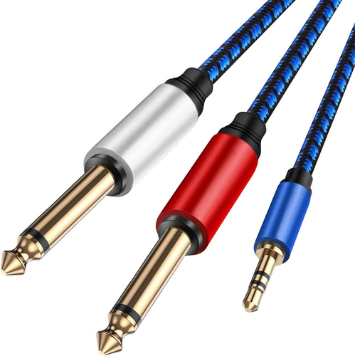3.5Mm 1/8 TRS to Dual 6.35Mm 1/4 TS Mono Stereo Y-Cable Splitter Cord ...