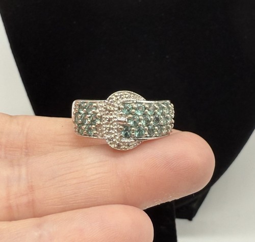 CHUCK CLEMENCY STS 925 Sterling Silver Blue Apatite Belt Buckle Size 7 ...
