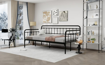 Twin Size Versatile Single Bed Frame: Japanese Metal Daybed for Modern ...