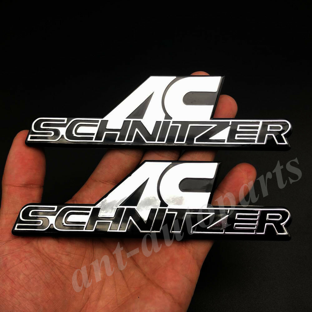 2pcs AC Schnitzer Logo Chrome Car Trunk Rear Fender Badge Emblem Decal ...