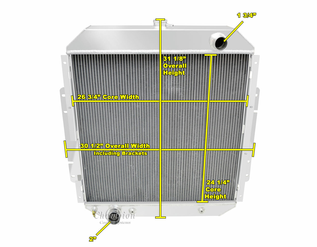 DR Champion 2 Row Radiator,12" Fans,Shroud - 1968 - 1977 Ford F-Series ...