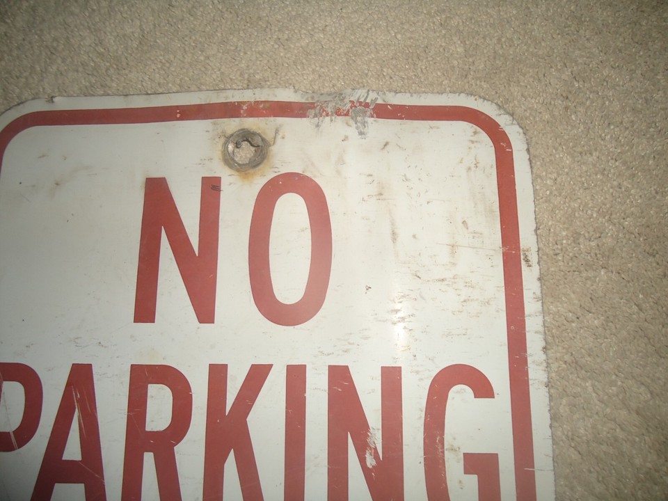 Vintage Weathered NO PARKING FIRE LANE Metal Sign w/ Raised Letters 12 ...