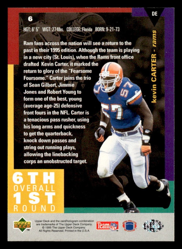 Kevin Carter 1995 Collector's Choice Rookie Card #6 Florida Gators | eBay