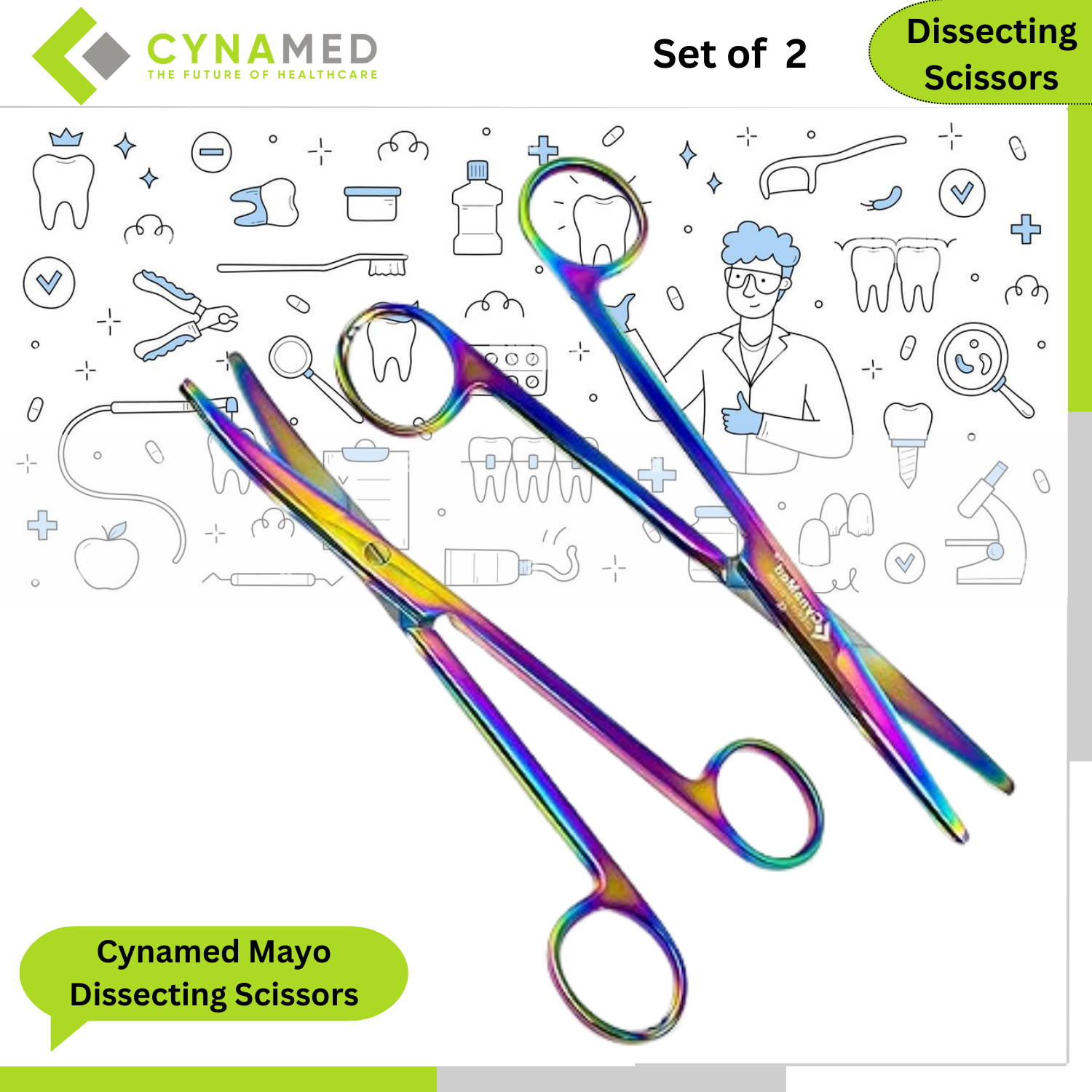 Cynamed Mayo Dissecting Scissors with Titanium Coating Straight and ...