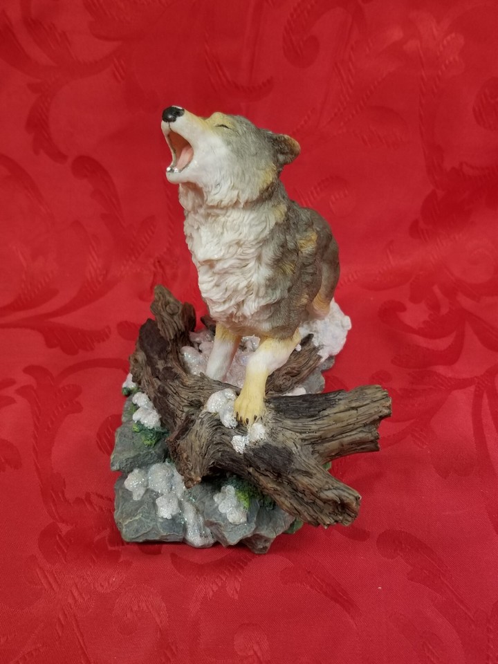 unknown wolf figure Hand Painted Wolves 7" tall | eBay