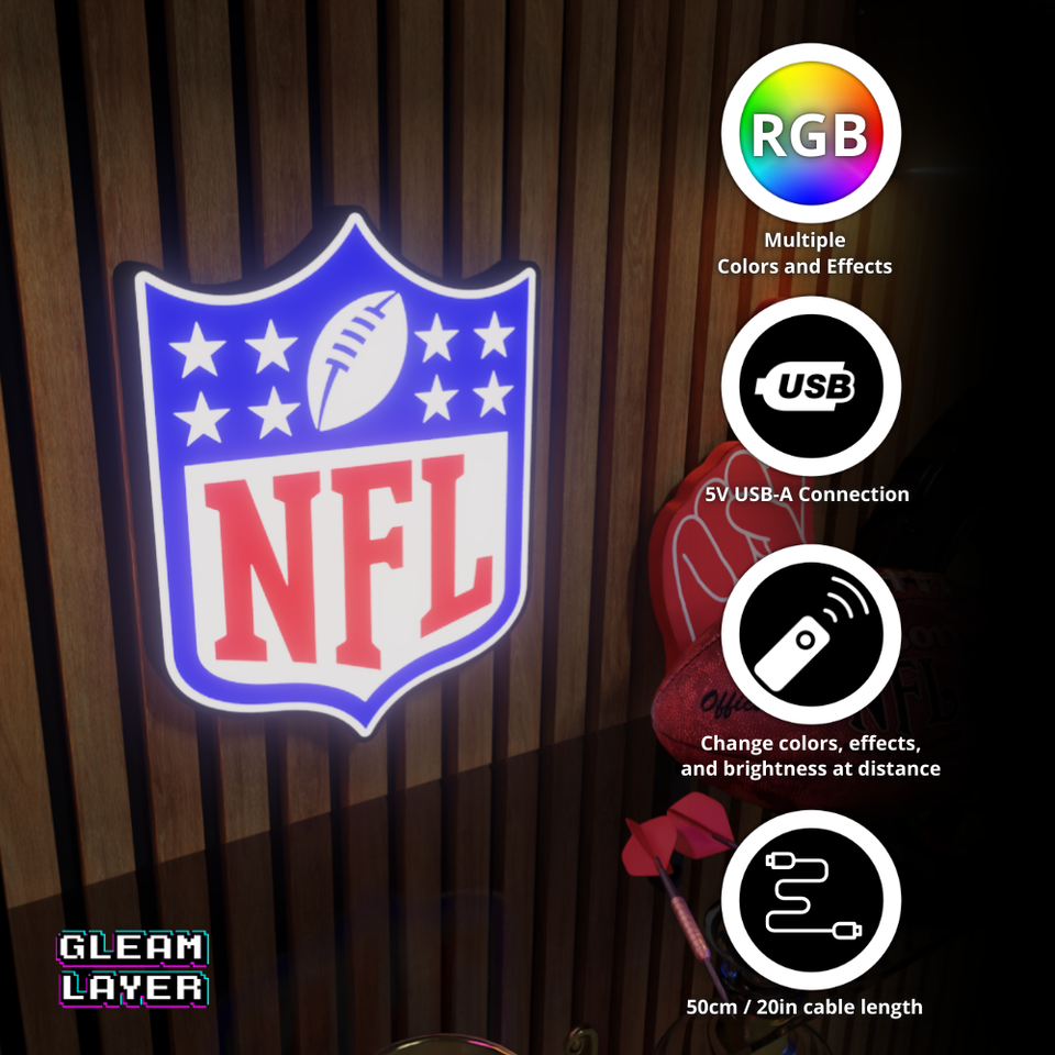 NFL National Football League Led Lightbox RGB Wall Display Sign | eBay