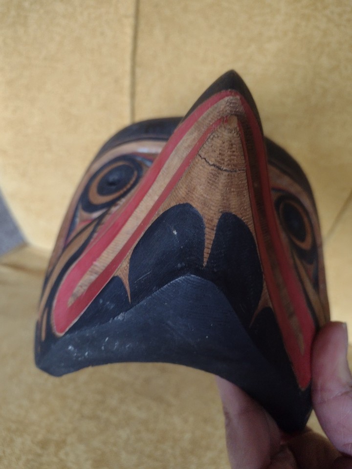 8.5" Calvin Hunt Kwakiutl Raven Mask 1974 Signed Northwest Coast ...
