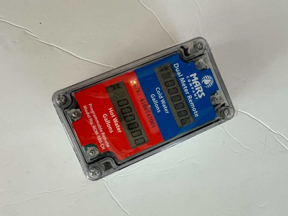 Mars RCM-100-CH Dual Water Meter Programmable Remote Cold Hot Gallons ...