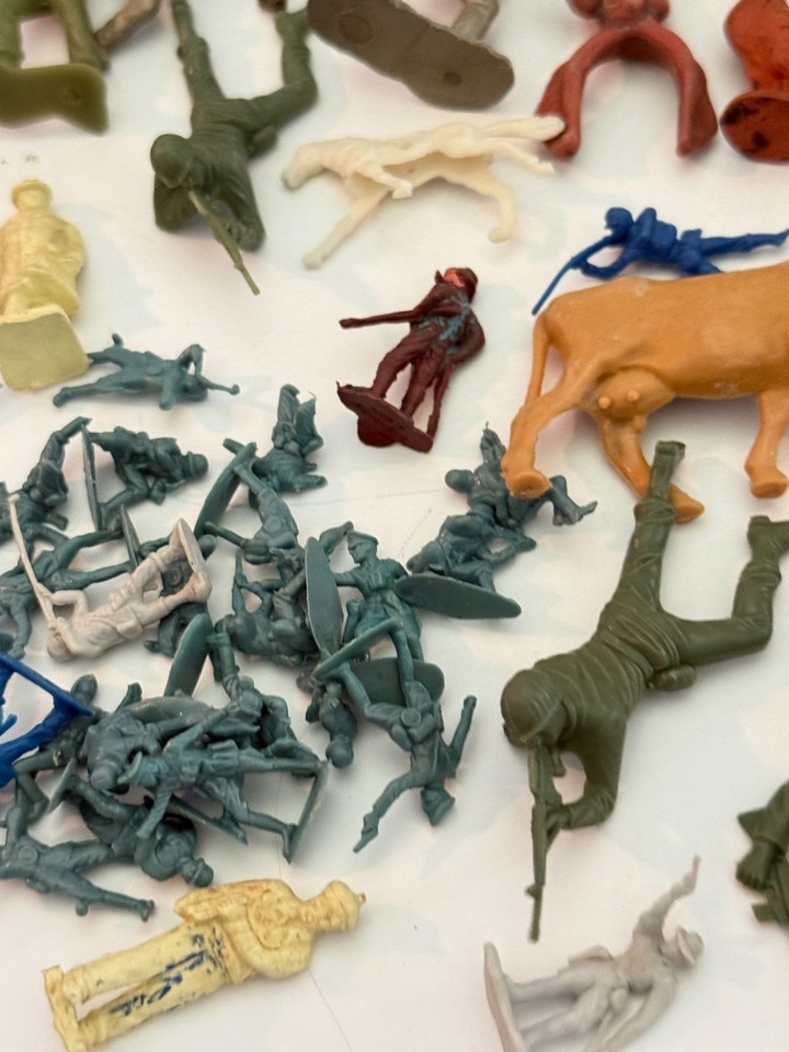 Vintage Tim Mee Marx Army Men Cowboys Horses Animal Airplane Plastic ...