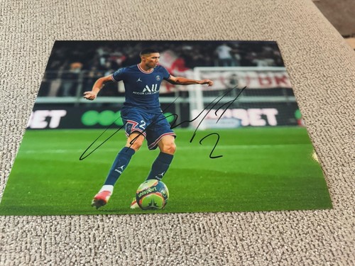 Achraf Hakimi Signed Autographed Paris Saint- Germain Morocco Photo ...