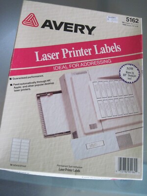 Avery Laser Printer Labels #5162 - 1 1/3” x 4” | eBay