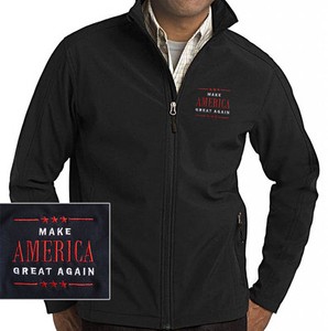 MAKE AMERICA GREAT AGAIN TRUMP EMBROIDERED BLACK SOFT SHELL JACKET ...
