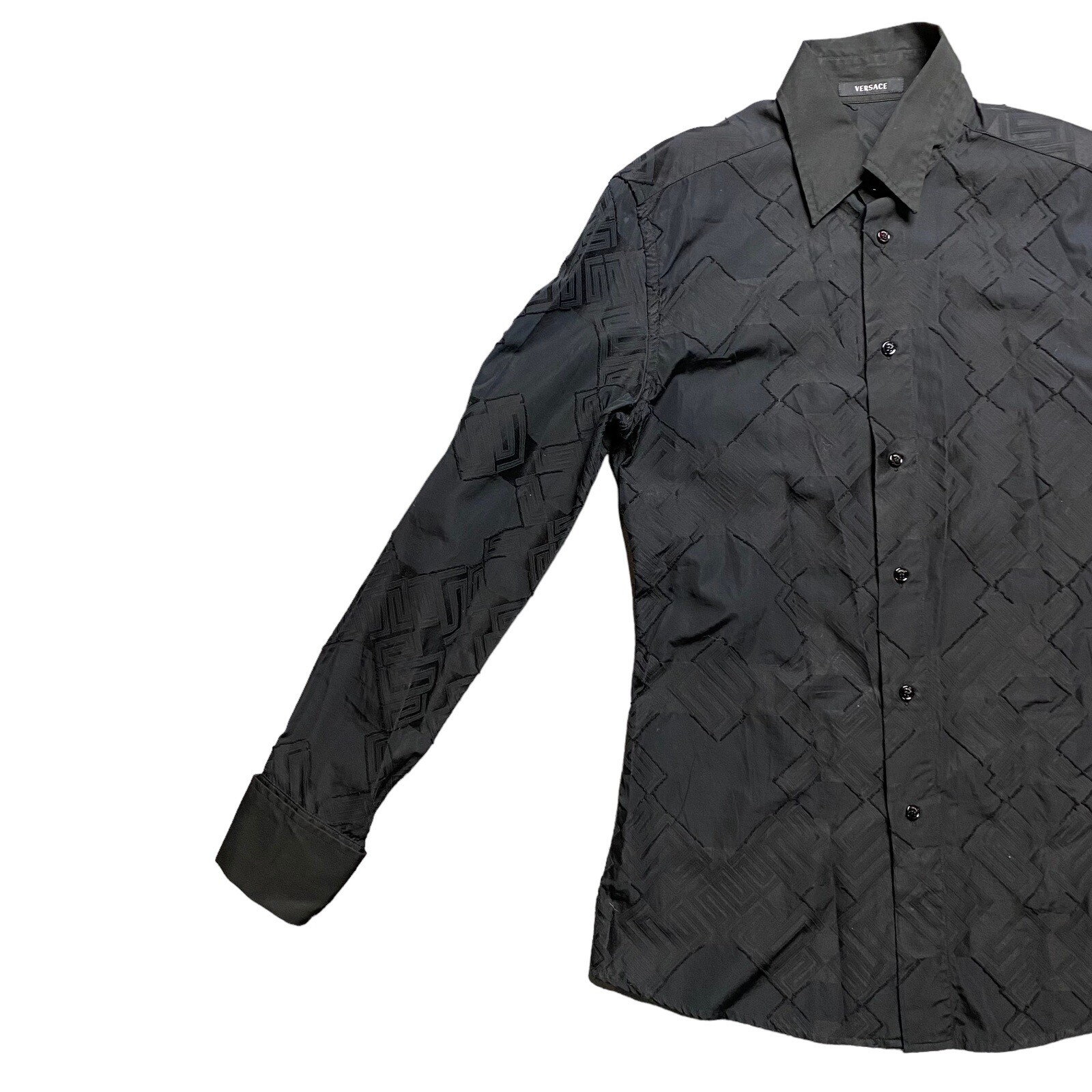 GIANNI VERSACE 2008 SS Black Button Down Long Sleeve … - Gem