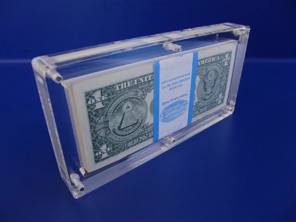Acrylic 100 pack Bank Note BEP Currency Display Dollar Case Frame Money ...