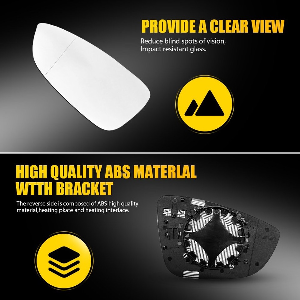 LH Driver Side Mirror Glass Heated Convex Fit for VW Volkswagen CC 2009 ...