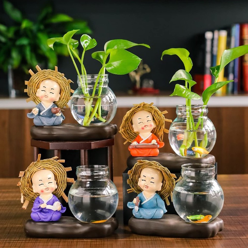 20 pcs Car Dashboard Decoration Small Buddha Statue Resin Small Monk ...