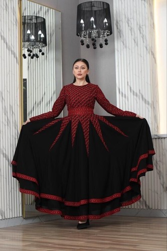 Embroidered Octopus Dress Traditional Jordanian/Palestinian Long Sleeve ...