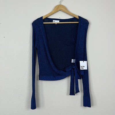 By The Way Raven Blue Wrap Sweater Top Size Small | eBay