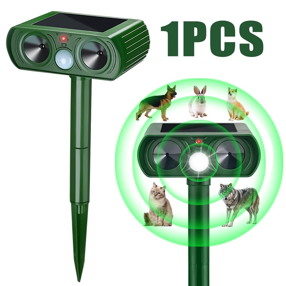 4Pack Animal Repeller Ultrasonic Solar Power Outdoor Pest Cat Mice Deer ...