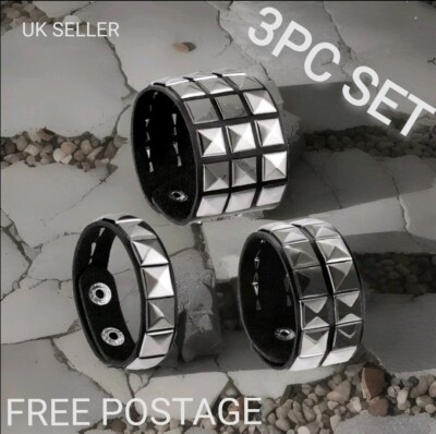 3pc Metal Studded Bracelets, Goth, Emo, Punk, Rock, Alternative ...