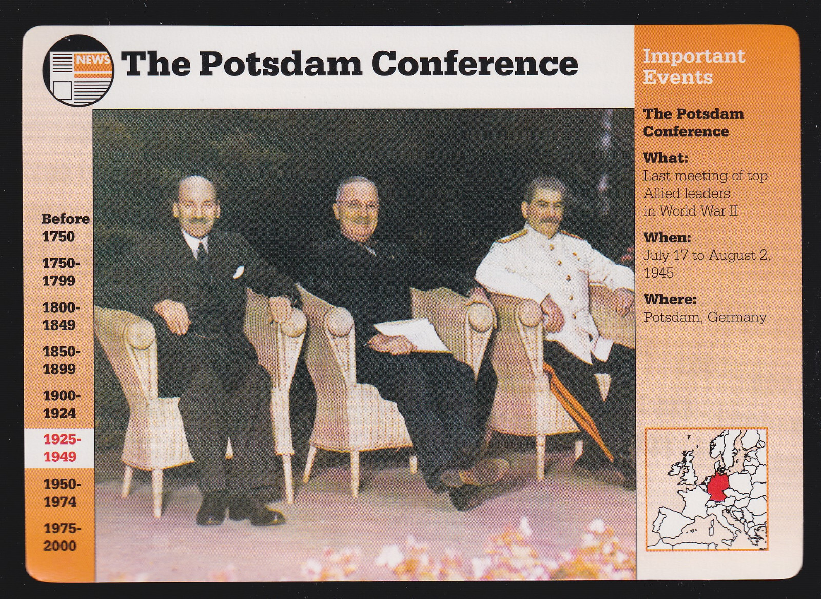 POTSDAM CONFERENCE 1945 WW2 Truman Attlee Stalin Photo 1995 GROLIER ...