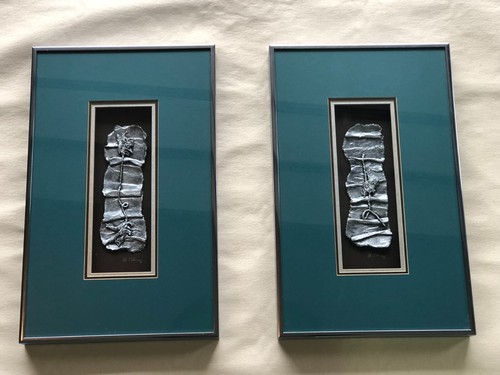 Two (2) Harris Strong Framed Relief Silver Tone Sculptural Plaques ...