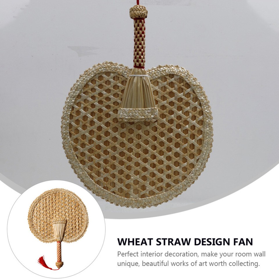 Wicker Fan Straw Handheld Fans Palm Leaf for Camping Home Wall ...