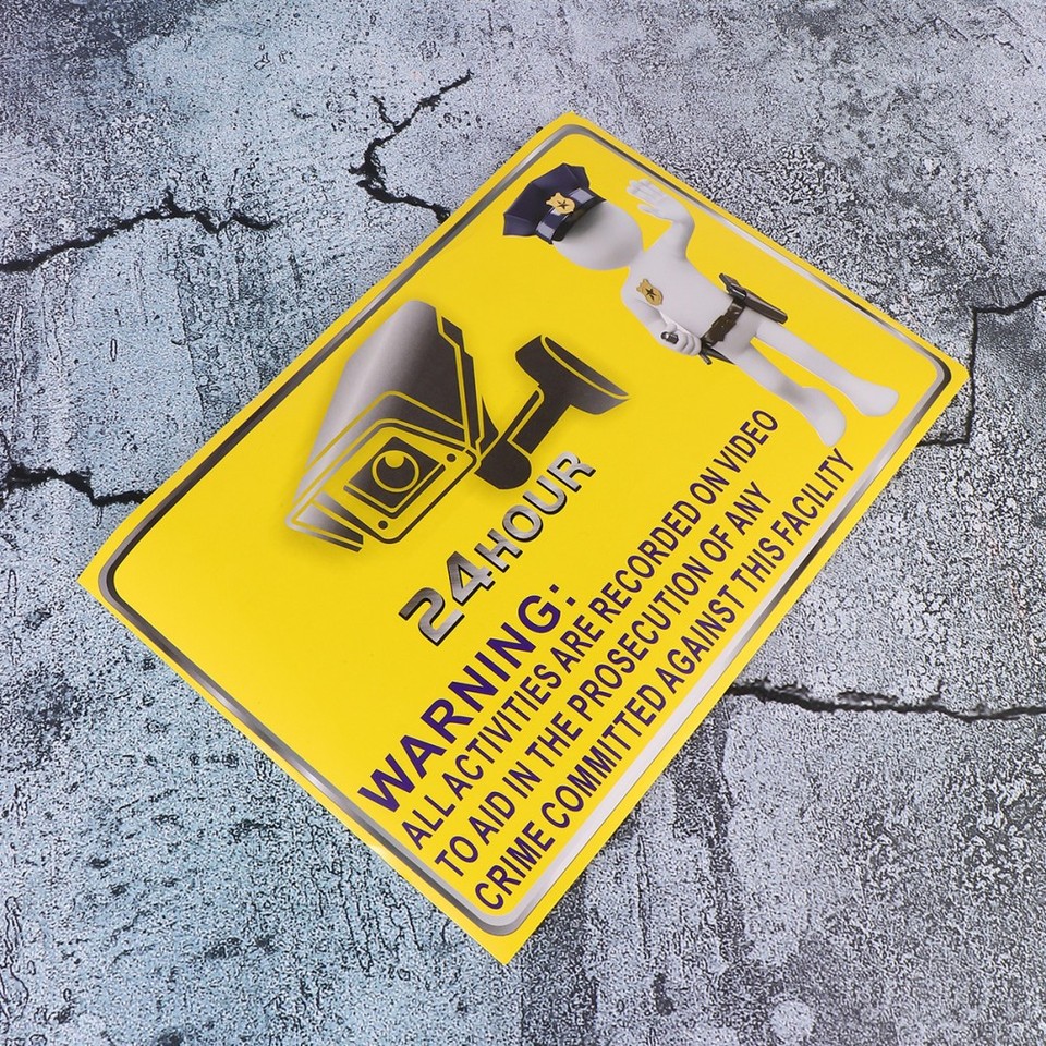 5 Pcs Safety Warning Sticker Sign Stickers Camera Monitoring House ...