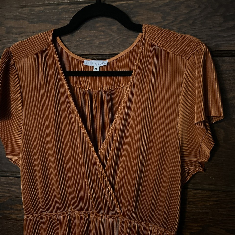 Baltic Born Rust Orange Athena Pleated Maxi Dress Sz XL Wedding Guest ...