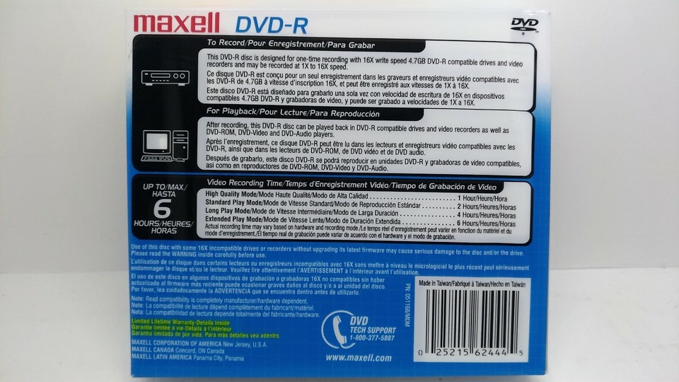 Maxell DVD-R Media 3 - DISC PACK - 16x 120 min 4.7 Gb - NEW & SEALED ...