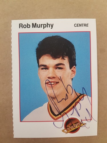 Rob Murphy Canucks Autograph Card Signed Hockey Mohawk 1990 | eBay