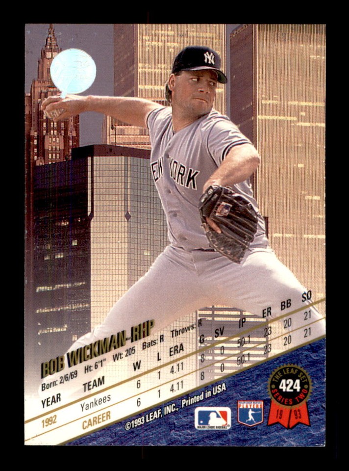 1993 Baseball 1993 Leaf Bob Wickman New York Yankees #424 1 | eBay