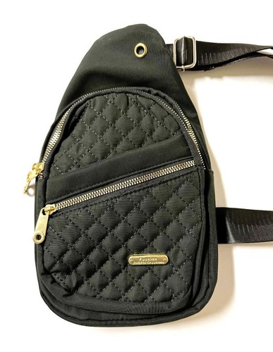 NEW! JINGPIN Creations Black Crossbody Bag Quilted Nylon Sling Medium ...