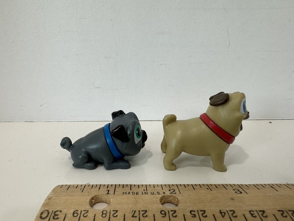 Lot of 2 Disney Puppy Dog Pals Pug Small PVC Figures 1.5" Rolly & 1 ...