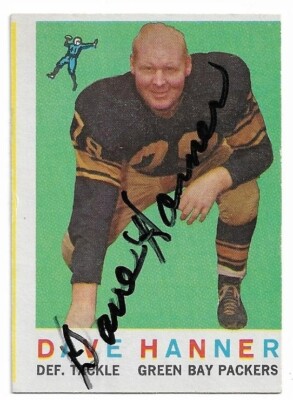 DAVE HANNER 1959 Topps Signed Autographed card #64 Green Bay Packers ...