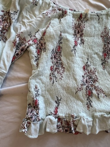 American Rag Off The Shoulder Floral Blouse Womens Lg Smocked Whimsical ...