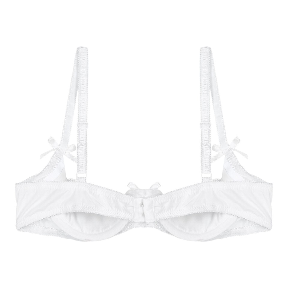 US Womens Underwire Open Nipple Bra Sheer Lace Unlined Push Up Cupless ...